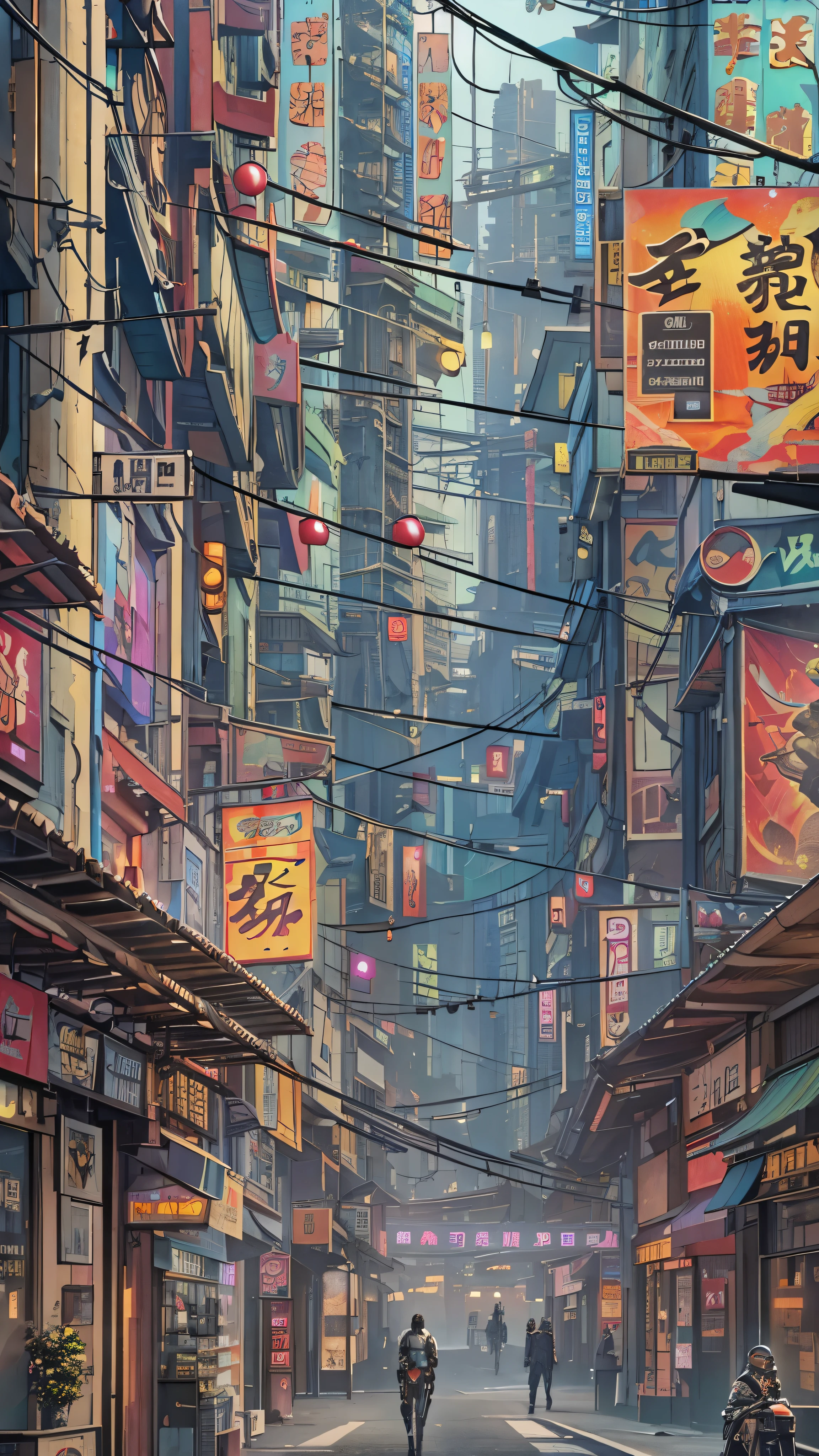 There are many people walking down the street in a city - SeaArt AI