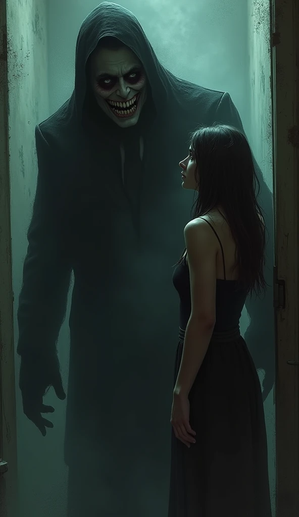 The man now stands inches from Sarah, his mouth stretched into an ...