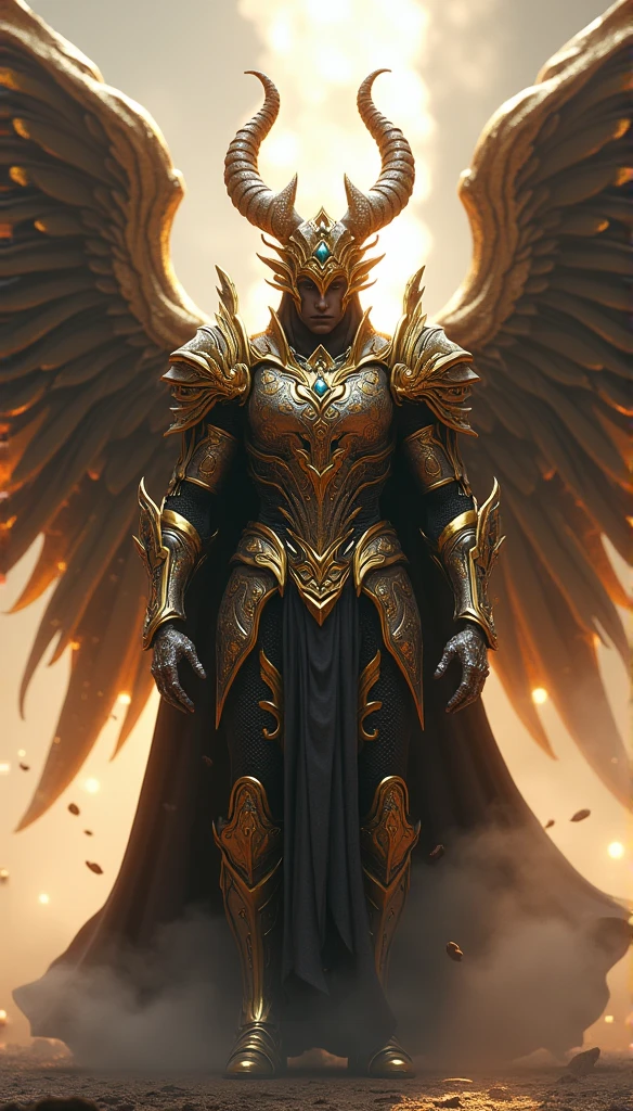 Warrior, concept-art, angel, white angel wings, bright lights - SeaArt AI