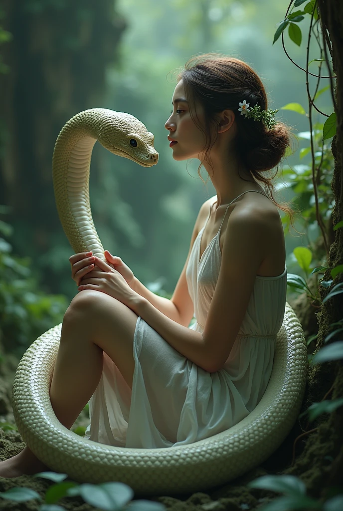 Woman hypnotized by a snake - SeaArt AI