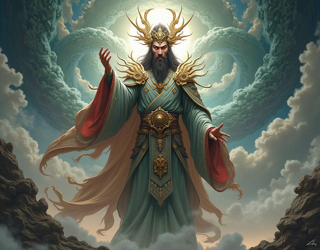 Japanese mythology creation god izanagi draw more realistically - SeaArt AI