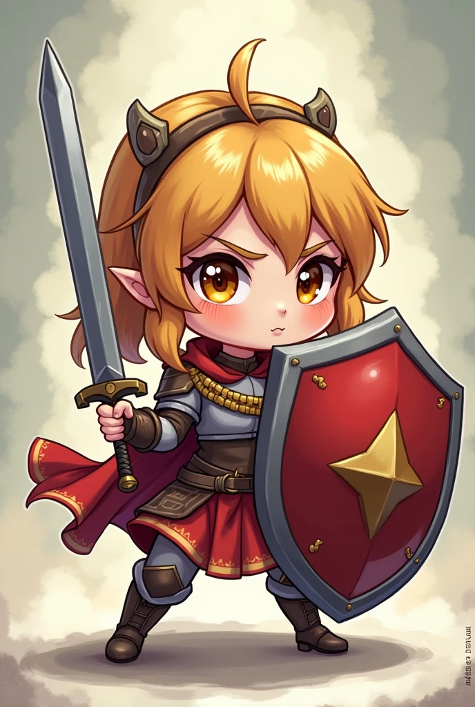 Chibi girl sword and shield protction - SeaArt AI