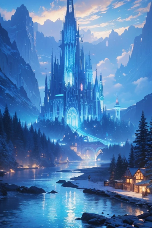 (magical pretty null blue stream overlay scene), (null), (cloud - SeaArt AI