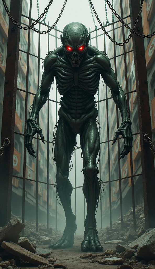 North Korea A human-sized monstrosity encased in a rusted iron cage ...