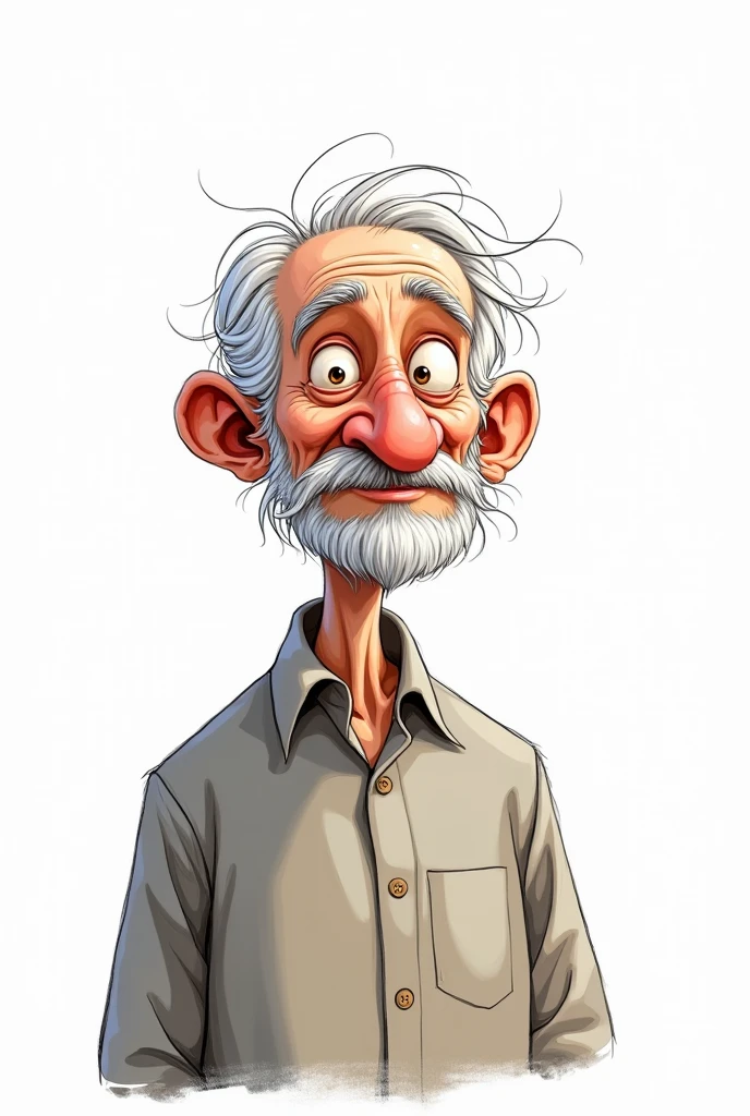 An doodled old man with white back ground - SeaArt AI