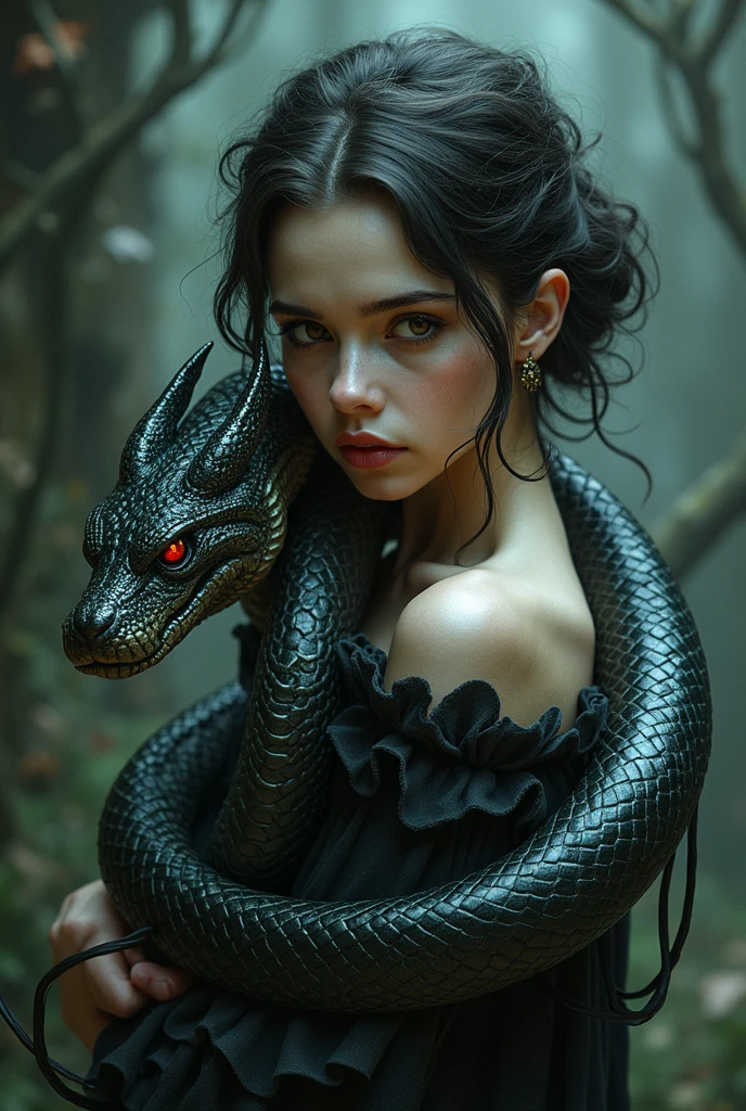 Girl with demon snake - SeaArt AI
