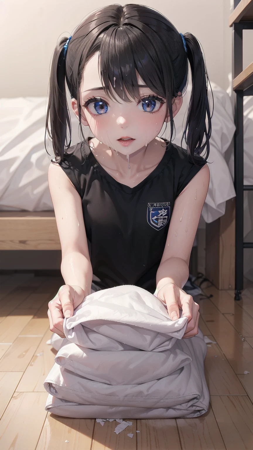 Alone, The whole body is covered in oilで光沢感がある とても beautiful girl ベッドに ...