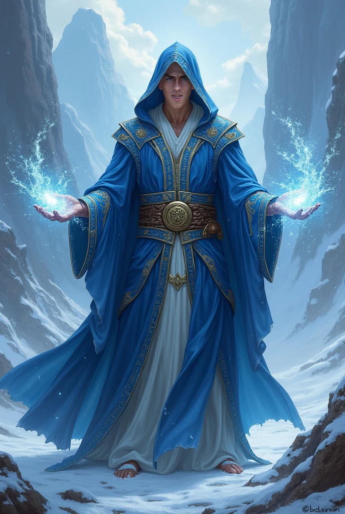 Ryan Gosling in wizard robes, cryomancer, D&D art, fantasy art - SeaArt AI
