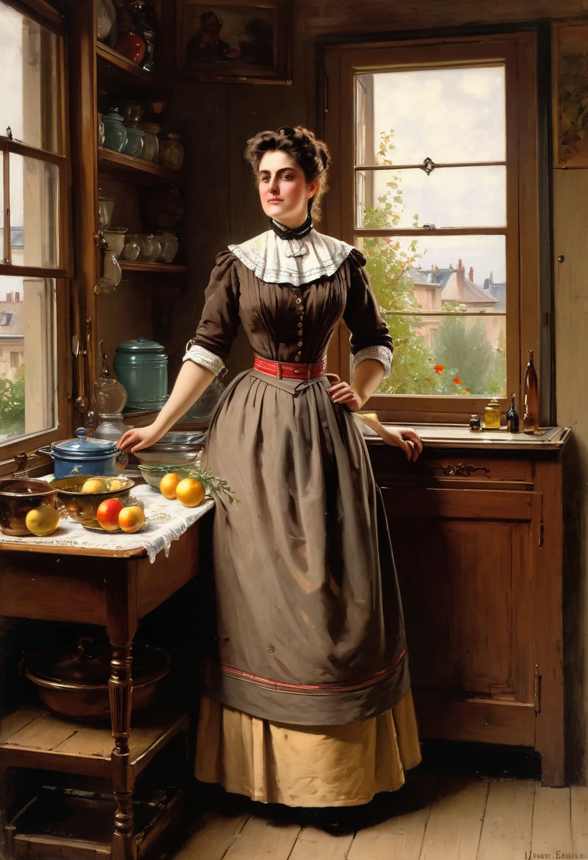 Full body shot of A voluptuous buxom pretty 1880 western frontier ...