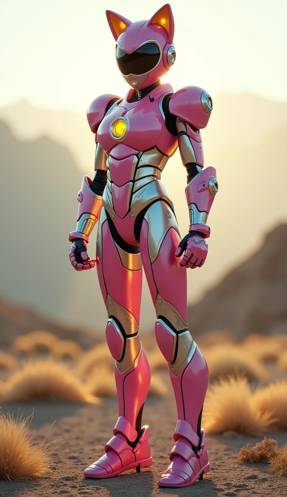 Hyper-realistic full-body cinematic image of a humanoid hybrid robot ...