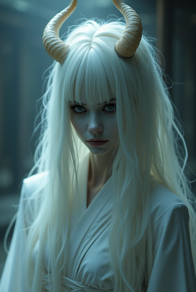 Geisha demon with white hair - SeaArt AI