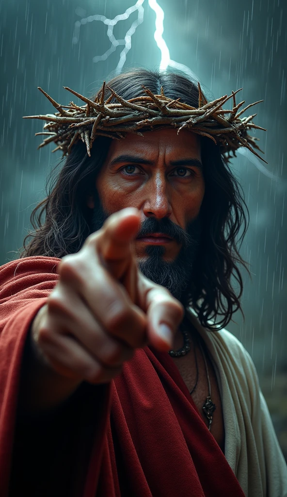 Ultra-realistic 8K image of Jesus looking directly at the camera with a ...
