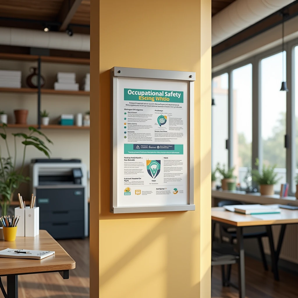 A photorealistic image of a large 'Occupational Safety' display stand ...