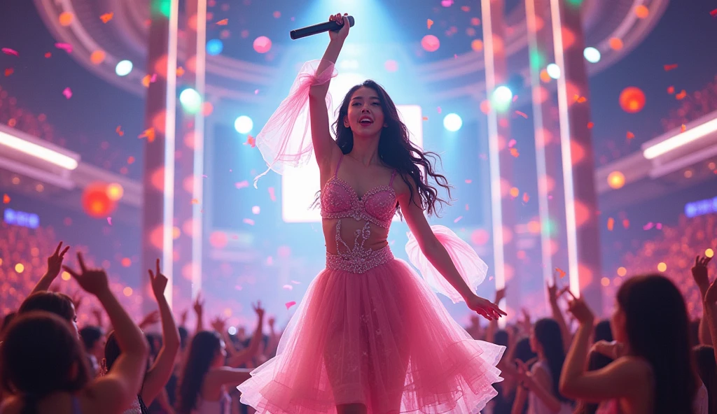 One cute Japanese female singer, NHK Kohaku Uta Gassen, Japan - SeaArt AI