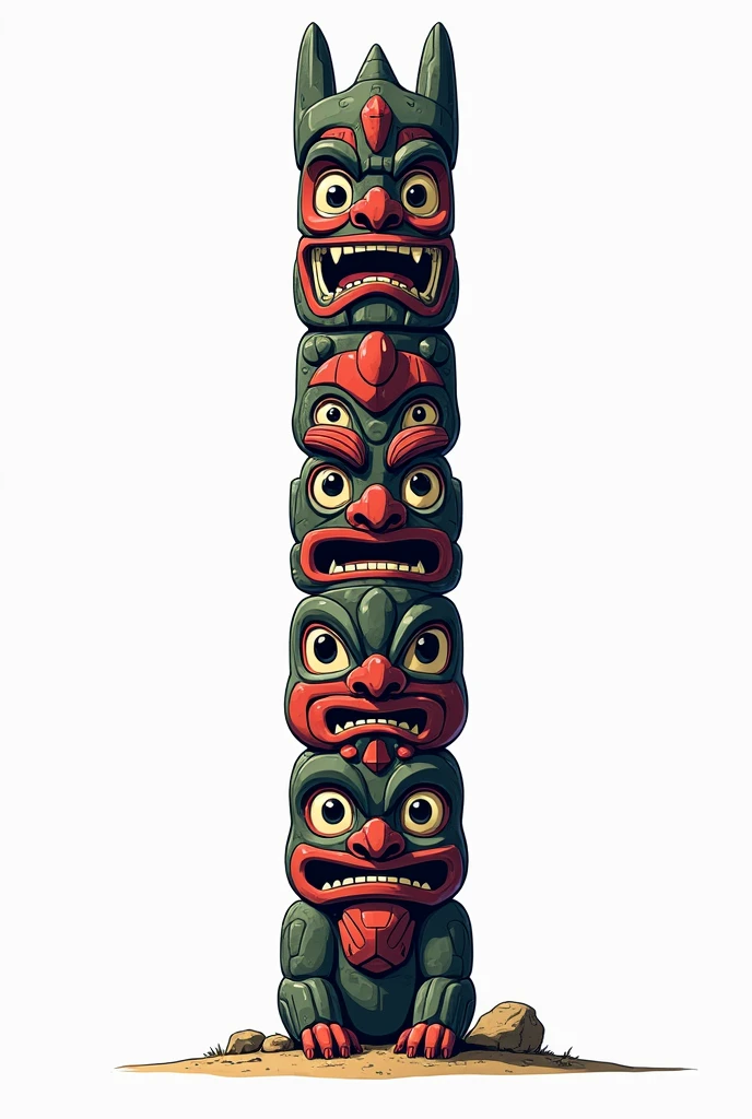 Draw a totem in manga style from the front and on a white background ...