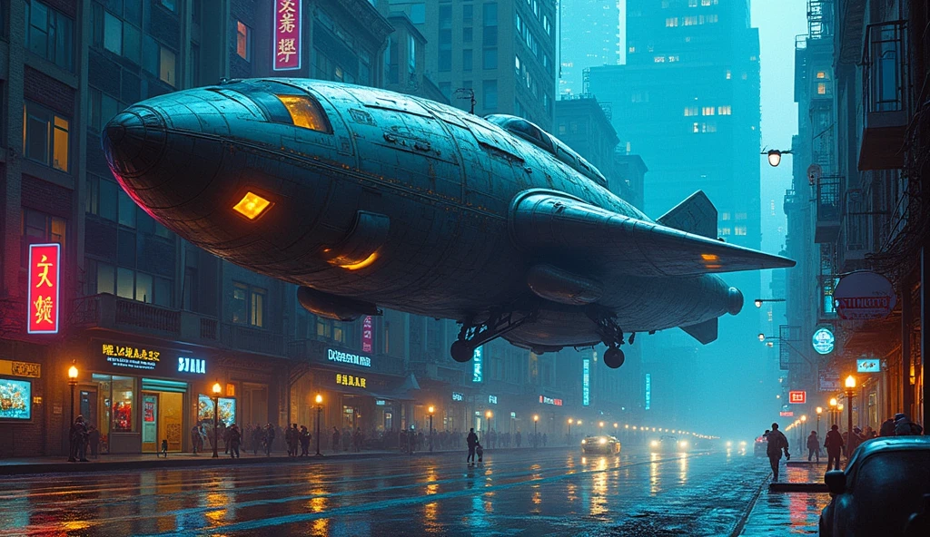 Street Mural of spaceship on a gigantic building made by neon - SeaArt AI