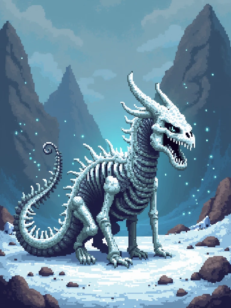 Anime , Pixel art , Skeleton Dragon , whether , Runas , basic - SeaArt AI