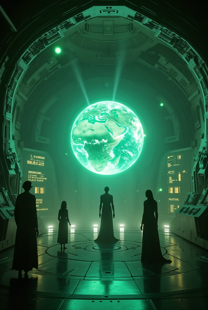 Inside the alien spacecraft, a vast holographic projection of Earth ...