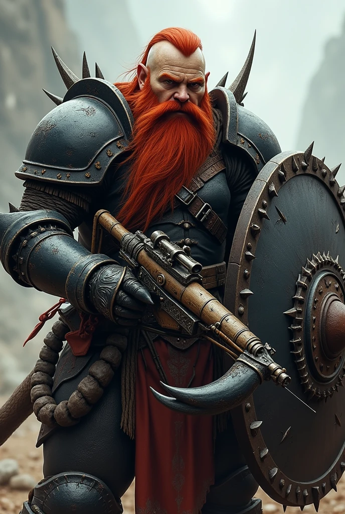 " An imposing warrior dwarf wearing a made with the carcass of a giant ...
