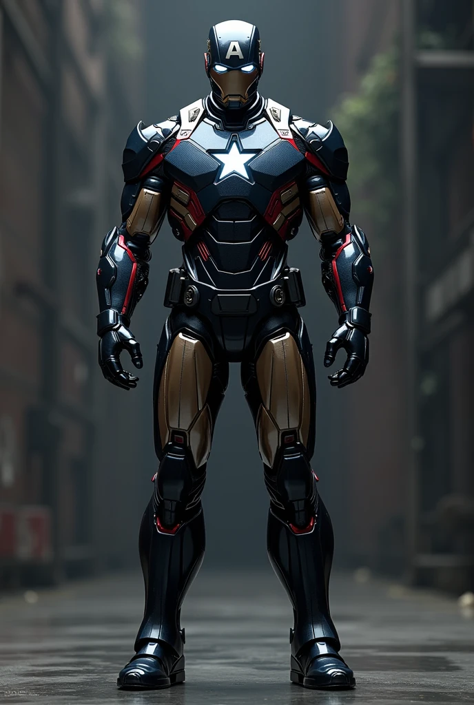 Black chrome iron body captain america fusion ironman - SeaArt AI
