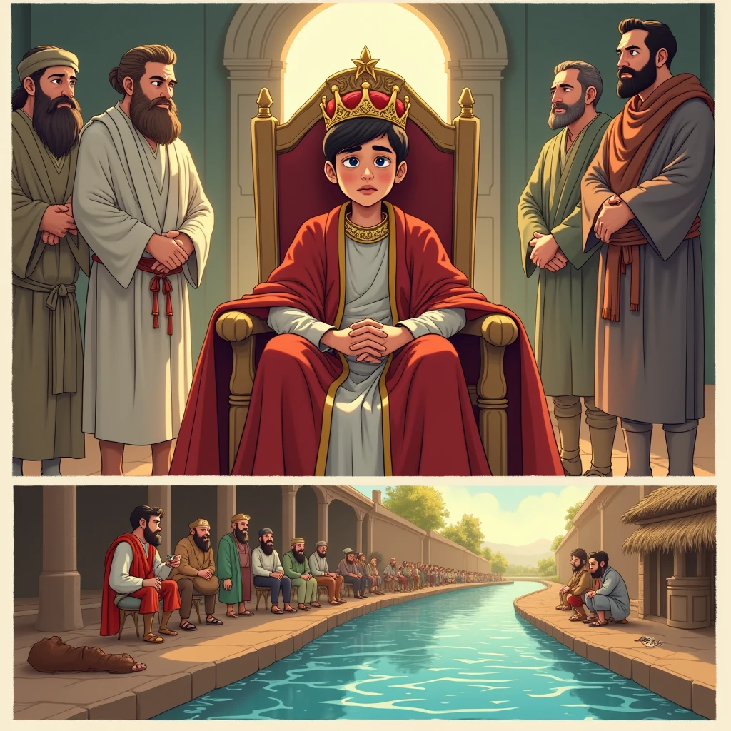 Box 1 : picture: , a young prince in royal robes, sitting on the throne ...