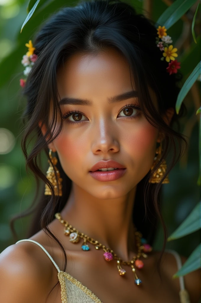 Make a woman half Indonesian half white Brazilian. - SeaArt AI