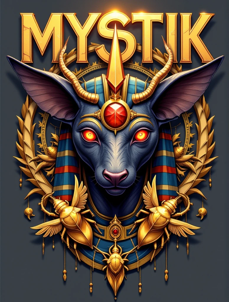 Creative logo illustration fantasy style of an anciant egyptian anubis ...