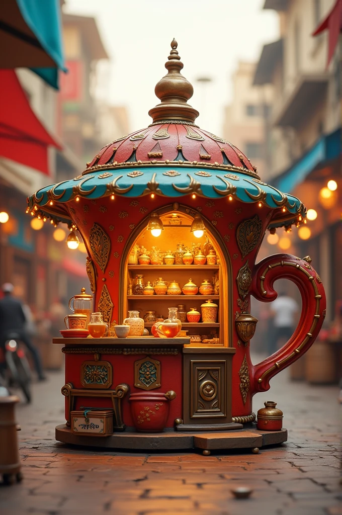 Chai shop in cup shape in middle of tge market - SeaArt AI