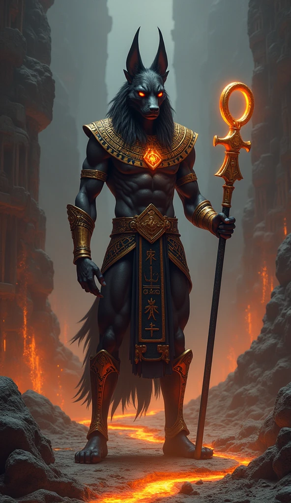 " An impressive representation of Anubis , the egyptian god of the ...