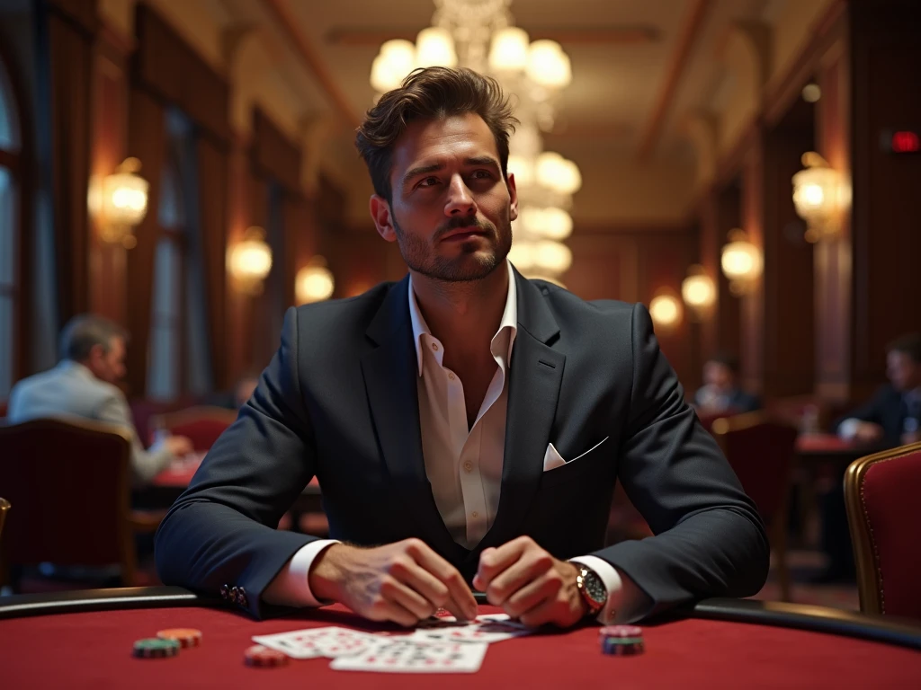Handsome Man ，I won by playing Texas Hold'em，Very excited - SeaArt AI