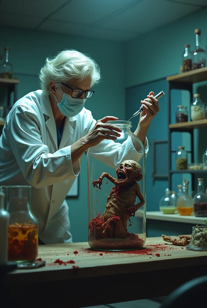 The zombie grandmother is inside the bottle and the doctor will give an ...