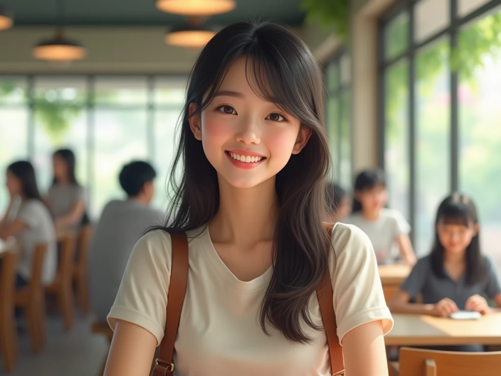 Good looking japanese female,university student,looking at viewer - SeaArt AI