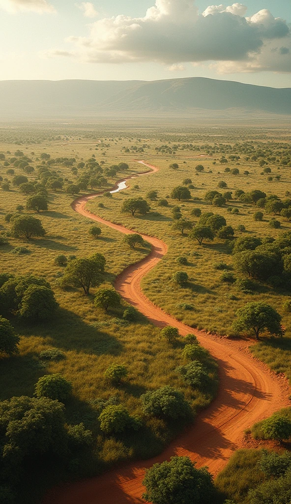 African、 savanna、 shooting from the sky、 real、 High Definition - SeaArt AI