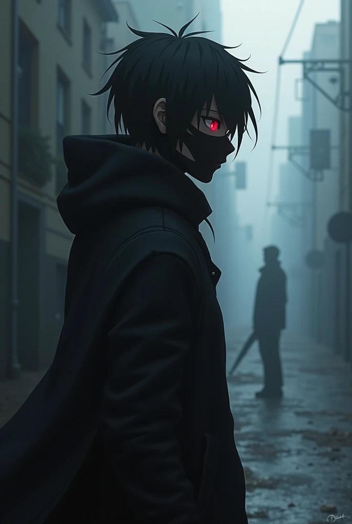 Cool+Dark+fog+red eyes+assassin +dark mask+ remove baground - SeaArt AI