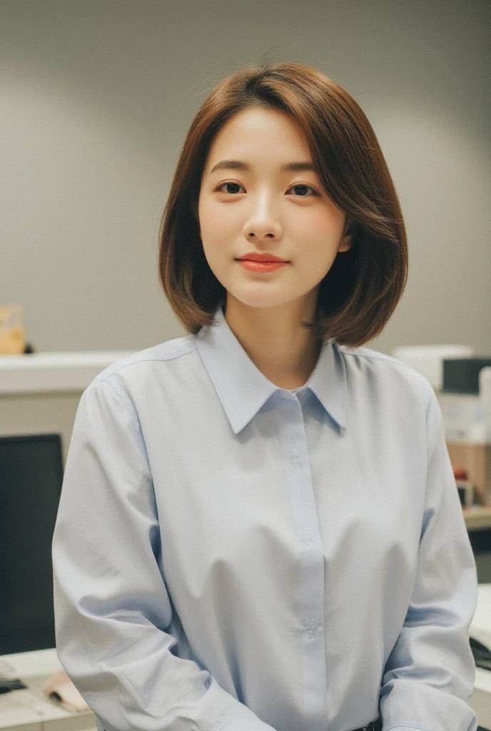 Best quality, masterpiece, slim woman, (bob hairstyle), collared shirt ...