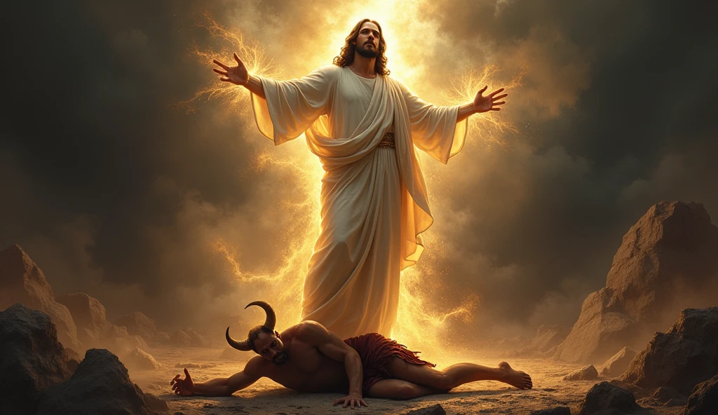 Jesus Christ depicted as the ultimate victor over sin and evil - SeaArt AI
