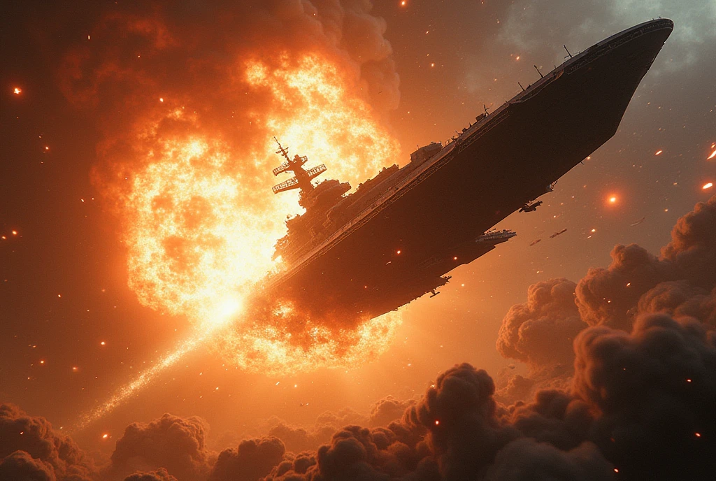 The Destroyer’s Sacrifice A heavily damaged human destroyer rams into a ...