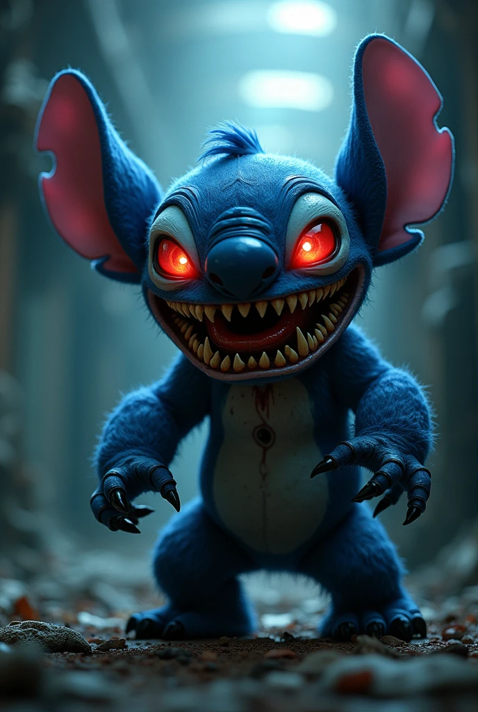 Create a realistic evil Stitch horror - SeaArt AI