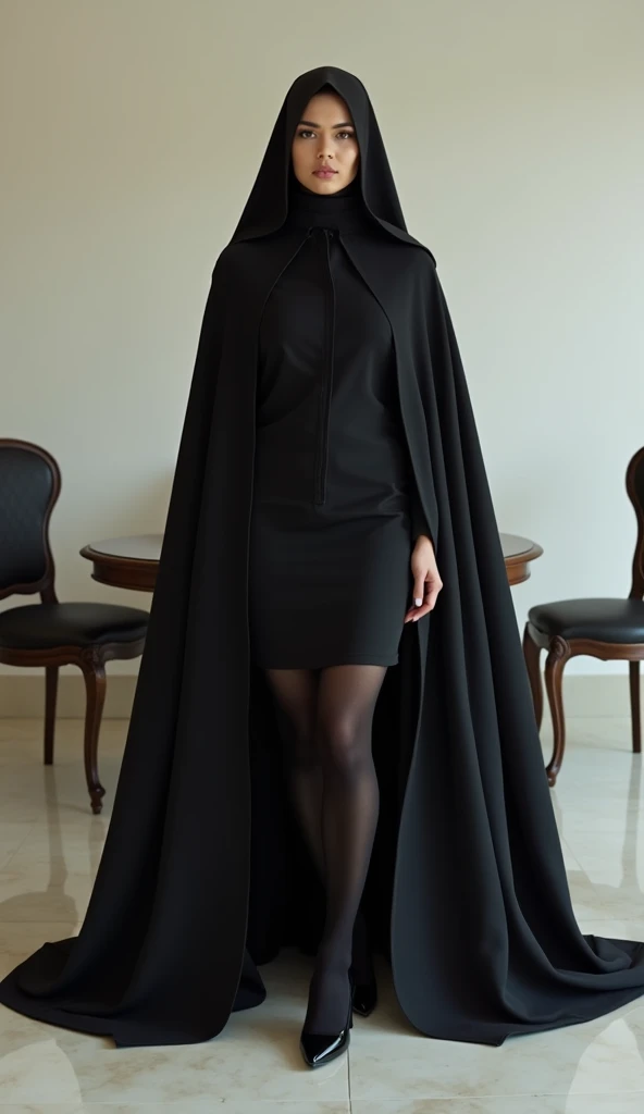 A woman of corporate character, She is wearing a traditional black ...