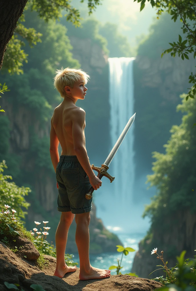 Realistic photo of impossibly cute male and impossible landscape ...