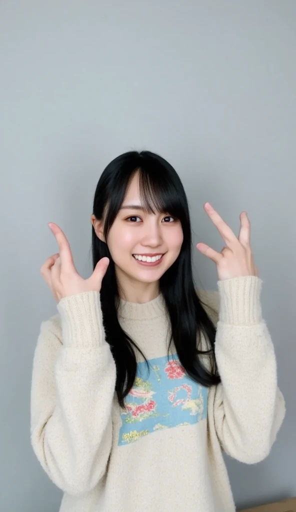 high res、 1 woman with a cute smile、 Wear fluffy off-the-shoulder ...