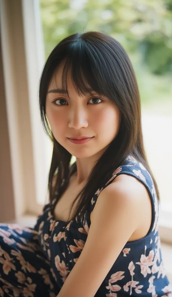 high res、 1 woman with a cute smile、 Wear fluffy off-the-shoulder ...