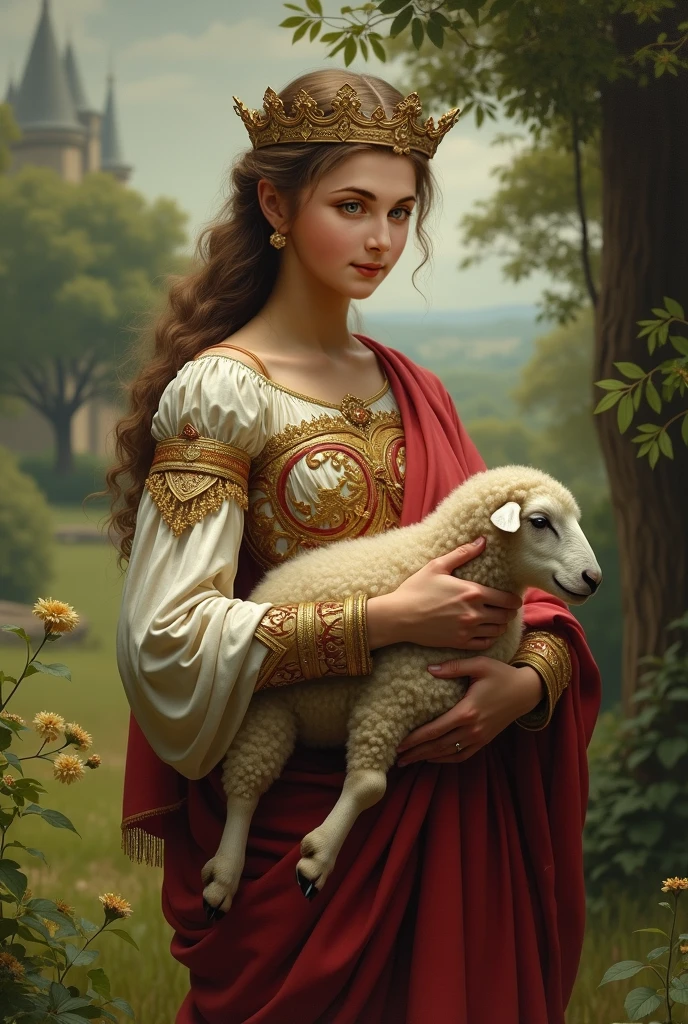Saint Agnes holds one sheep in her right hand. She was a Roman princess ...