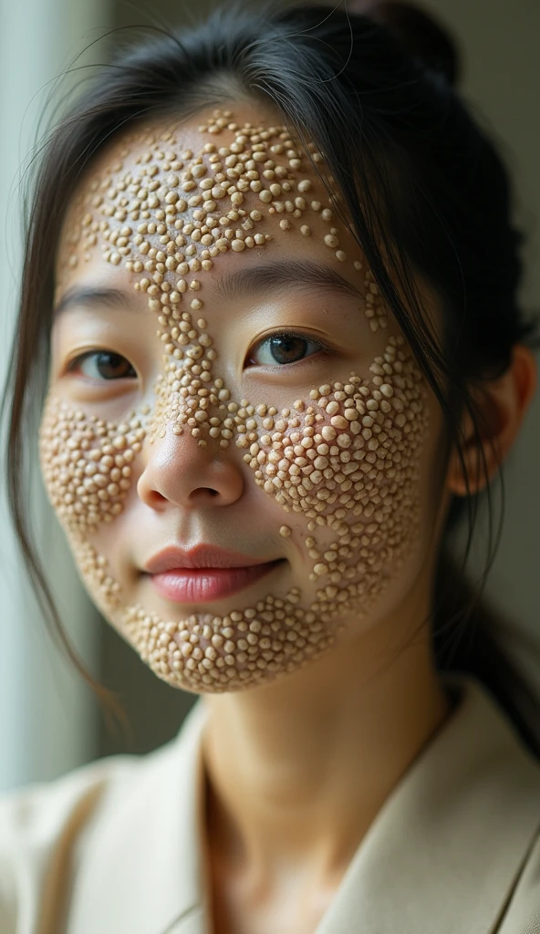 (((The japanese gal's face and フルボディ has lotus root seed-like skin ...