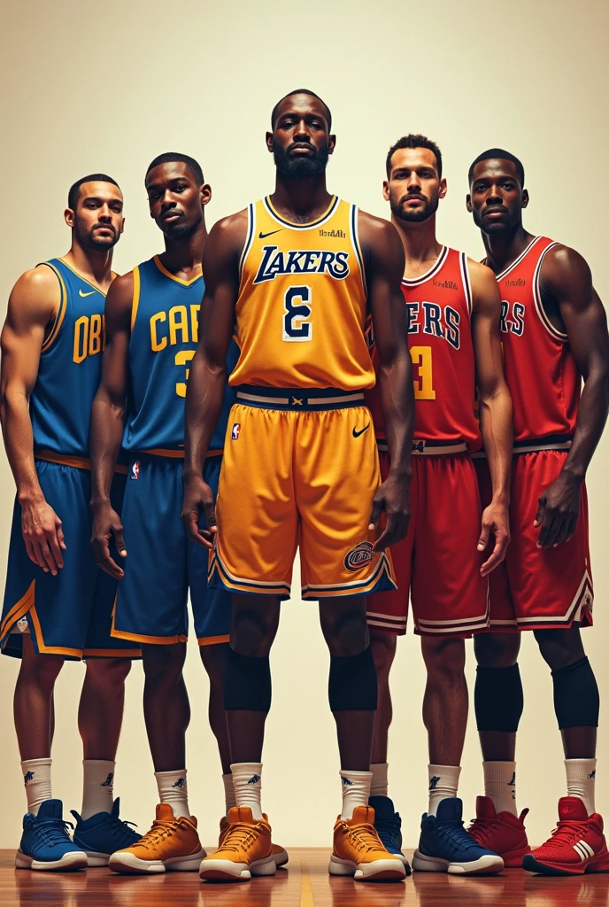 Portrait NBA superstars holding a banner written MUGAMSAFI - SeaArt AI