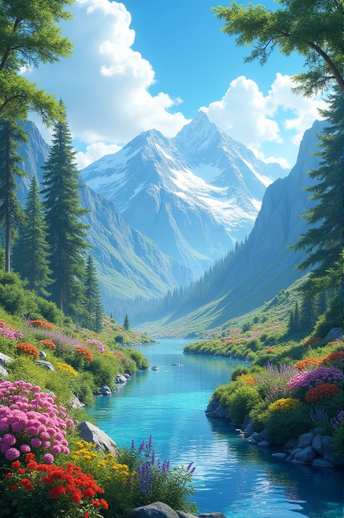 I want an image of a beautiful and natural futuristic landscape that ...