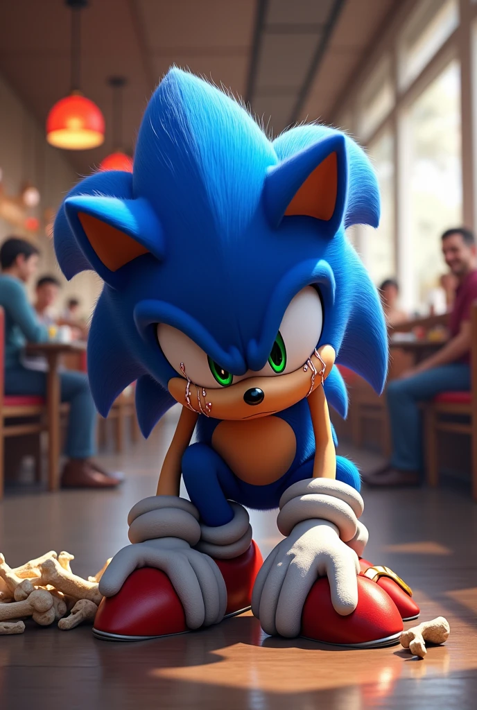 Sonic is too hungry on his knees and that Sonic can see some bones and ...