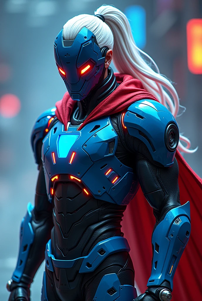 "A futuristic male character design combining robotic armor and ...