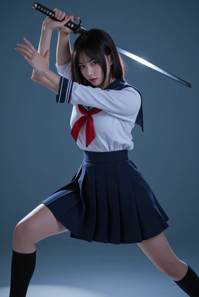 A stylish 3D rendered illustration of a Thai school girl in combat ...