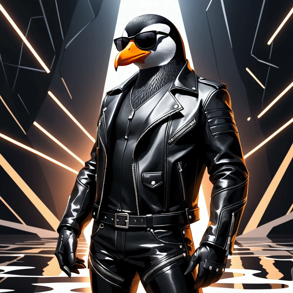 An extremely badass anthropomorphic penguin wearing an insanely cool ...